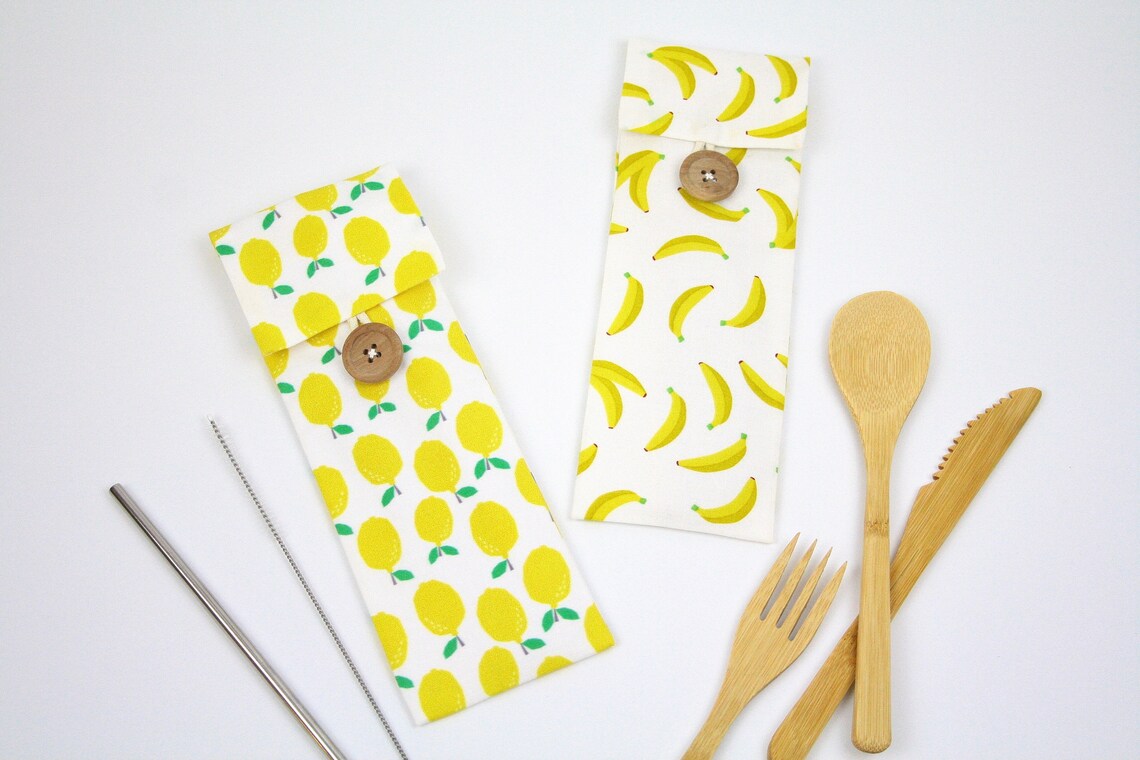 Cutlery Pouch Set Of Spoon Fork Knife Straw And Brush Etsy 
