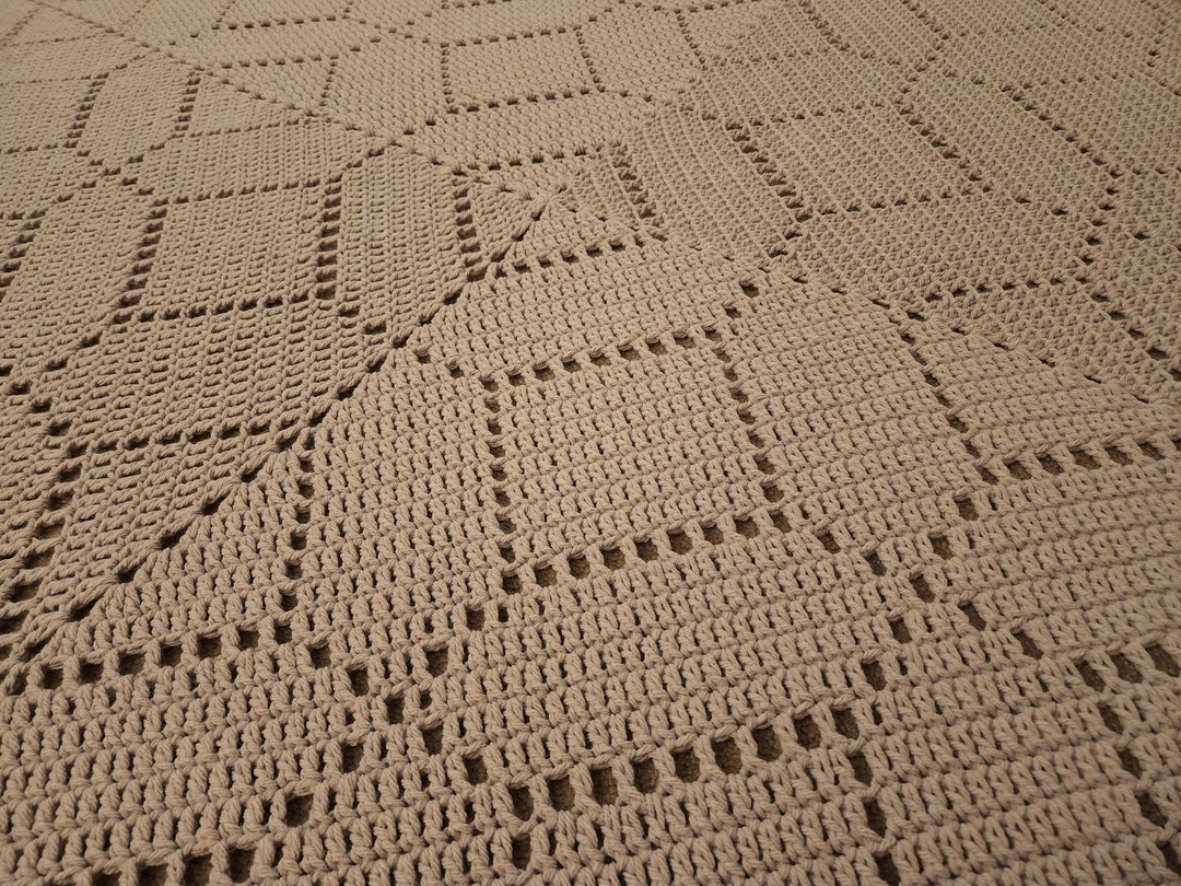 PDF - Tesselated Waffle Filet Square Blanket - Crocheted - Etsy