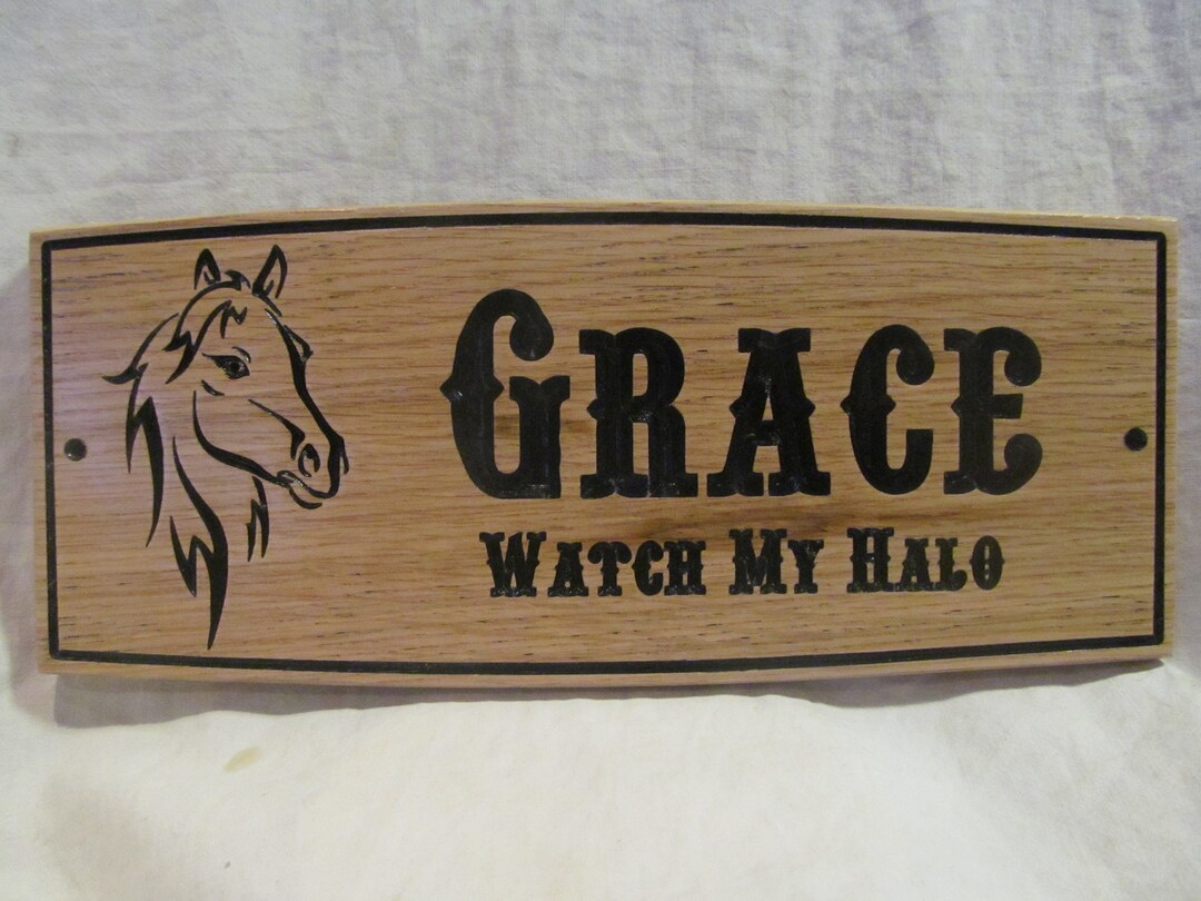 Personalised Horse Stable Sign With Image 130x300x12mm 5 1/4x12x1/2 ...