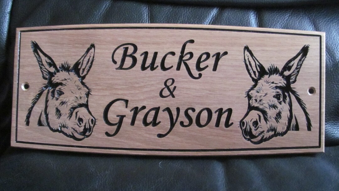 Personalised Donkey Sign in Oak. - Etsy