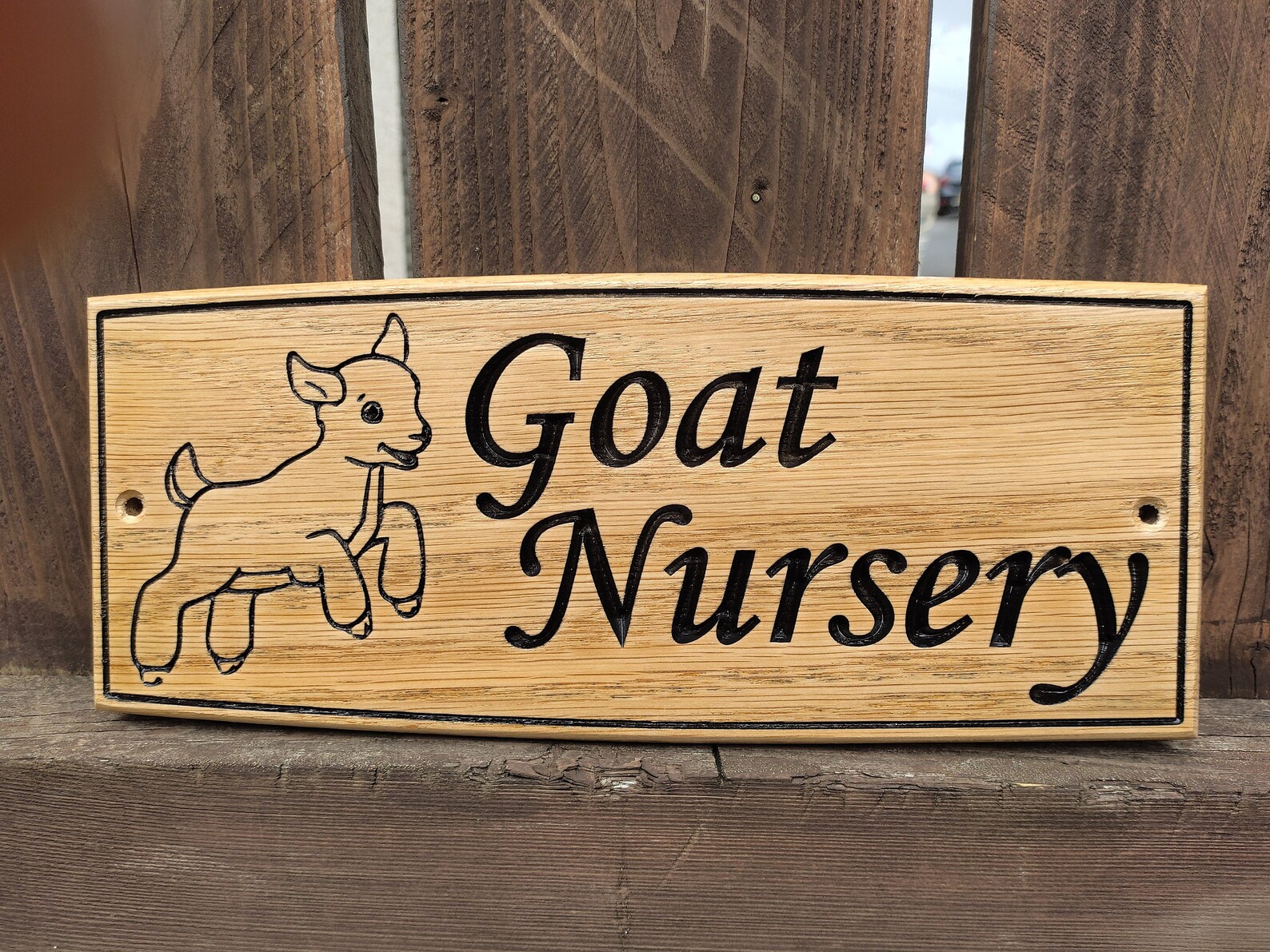 Personalised Goat Sign in Solid Oak - Etsy
