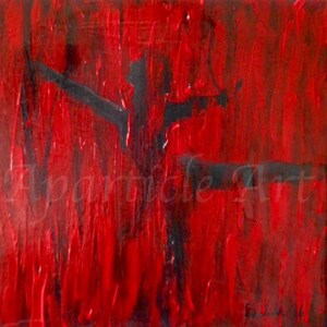 Original Acrylic Painting Ballet Dancer Silhouette Art Red Black Small ...
