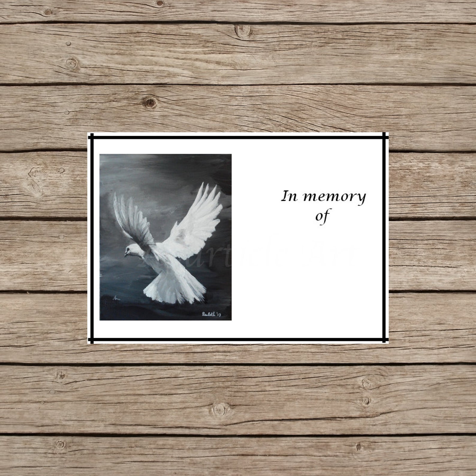 Printable Funeral Picture Template Card White Dove Design Label Tag in ...