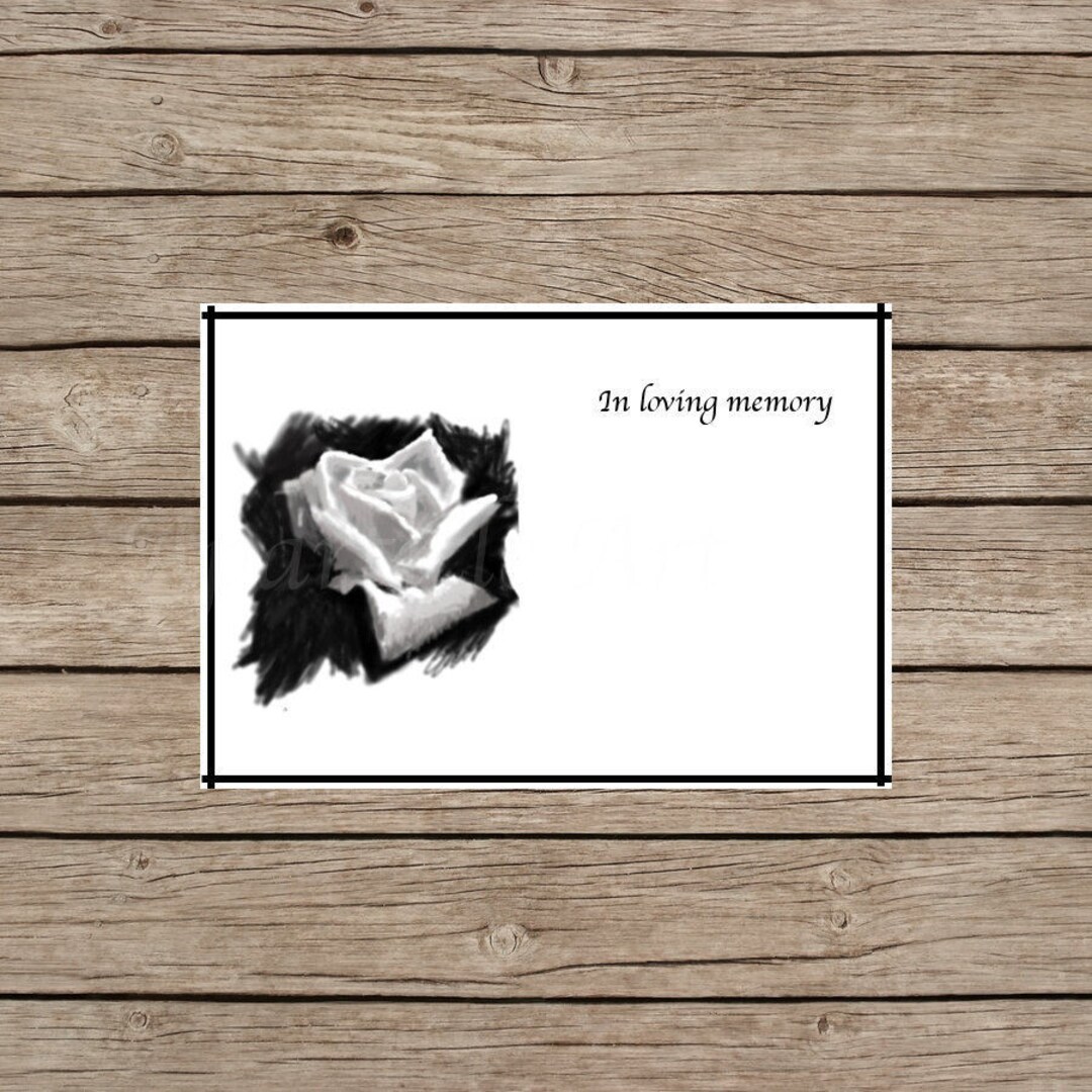 Funeral Card White Rose in Loving Memory Printable Design Label Tag Im ...