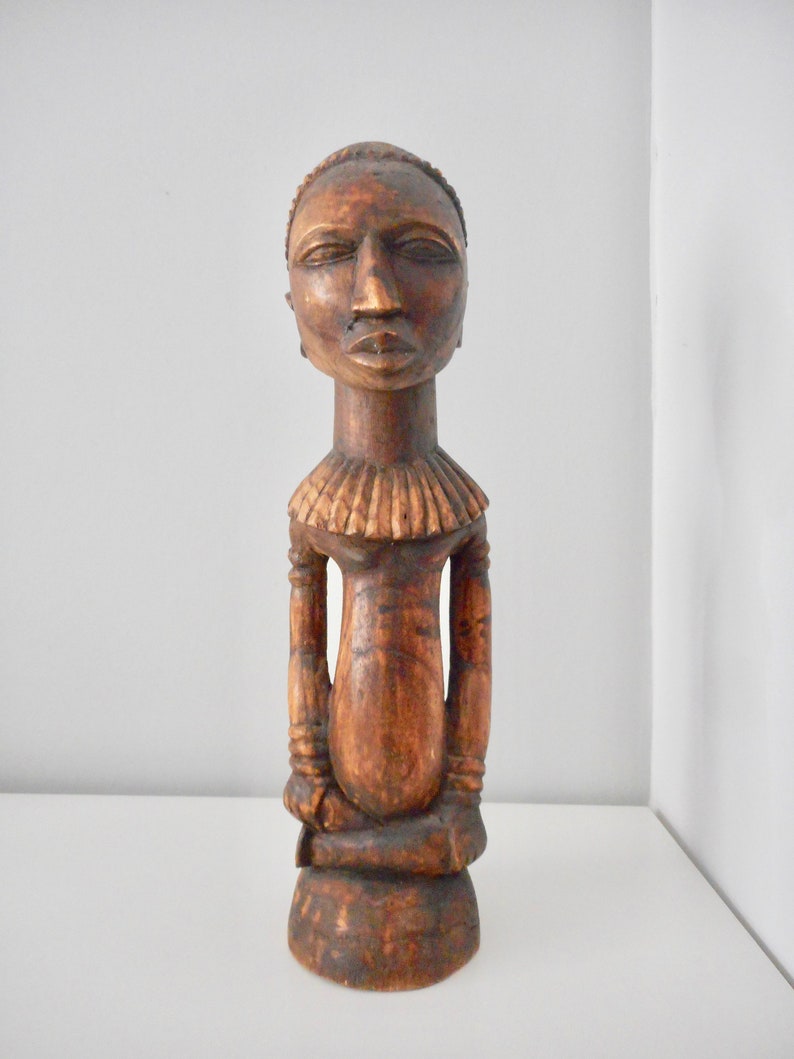 African Wooden Statue Antique Wood Carving Collar Tribal Art - Etsy