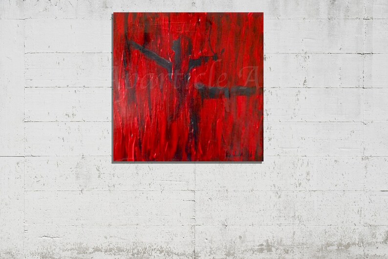 Original Acrylic Painting Ballet Dancer Silhouette Art Red Black Small ...