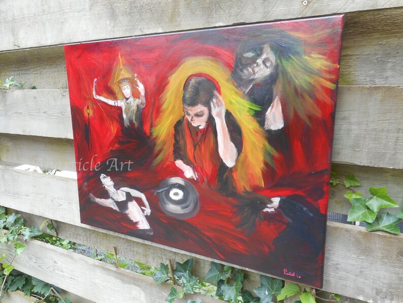 Original Painting Acrylic DJ Music Collage Rockstar Bellydancer Thai ...