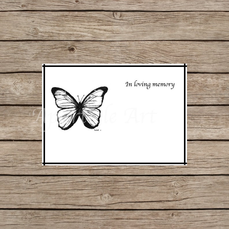 Funeral Card Black Butterfly in Loving Memory Printable Design Label ...