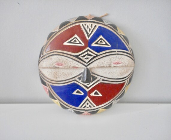 African mask bateke Beti round shield color colorful art | Etsy
