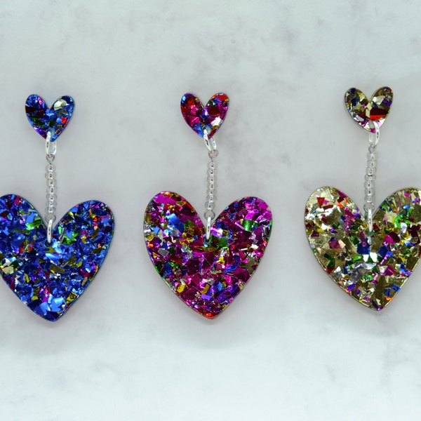 Three Heart Earrings - Etsy