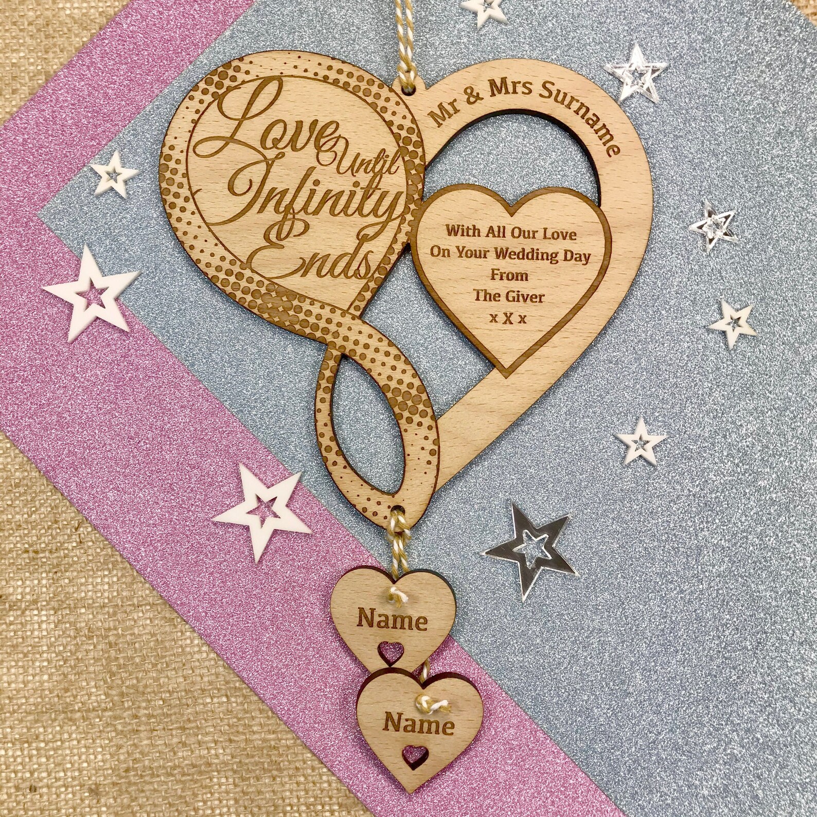 Wooden Personalised Wedding Infinity Heart Wall Art Laser | Etsy