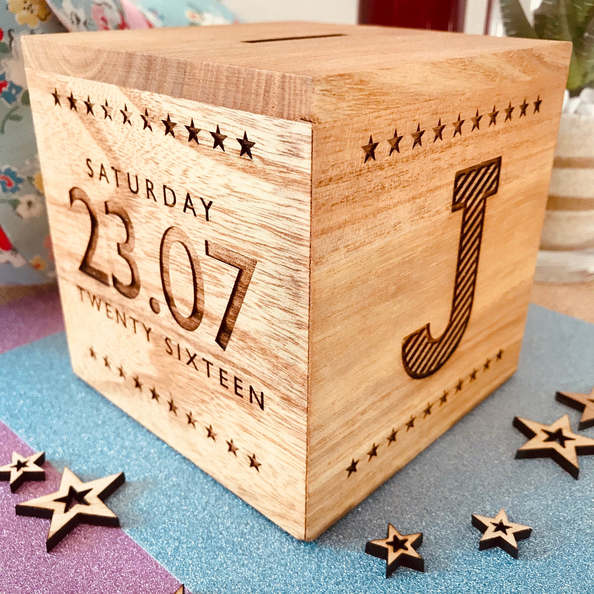 Personalised Wooden Money Box star Border Boy or - Etsy UK