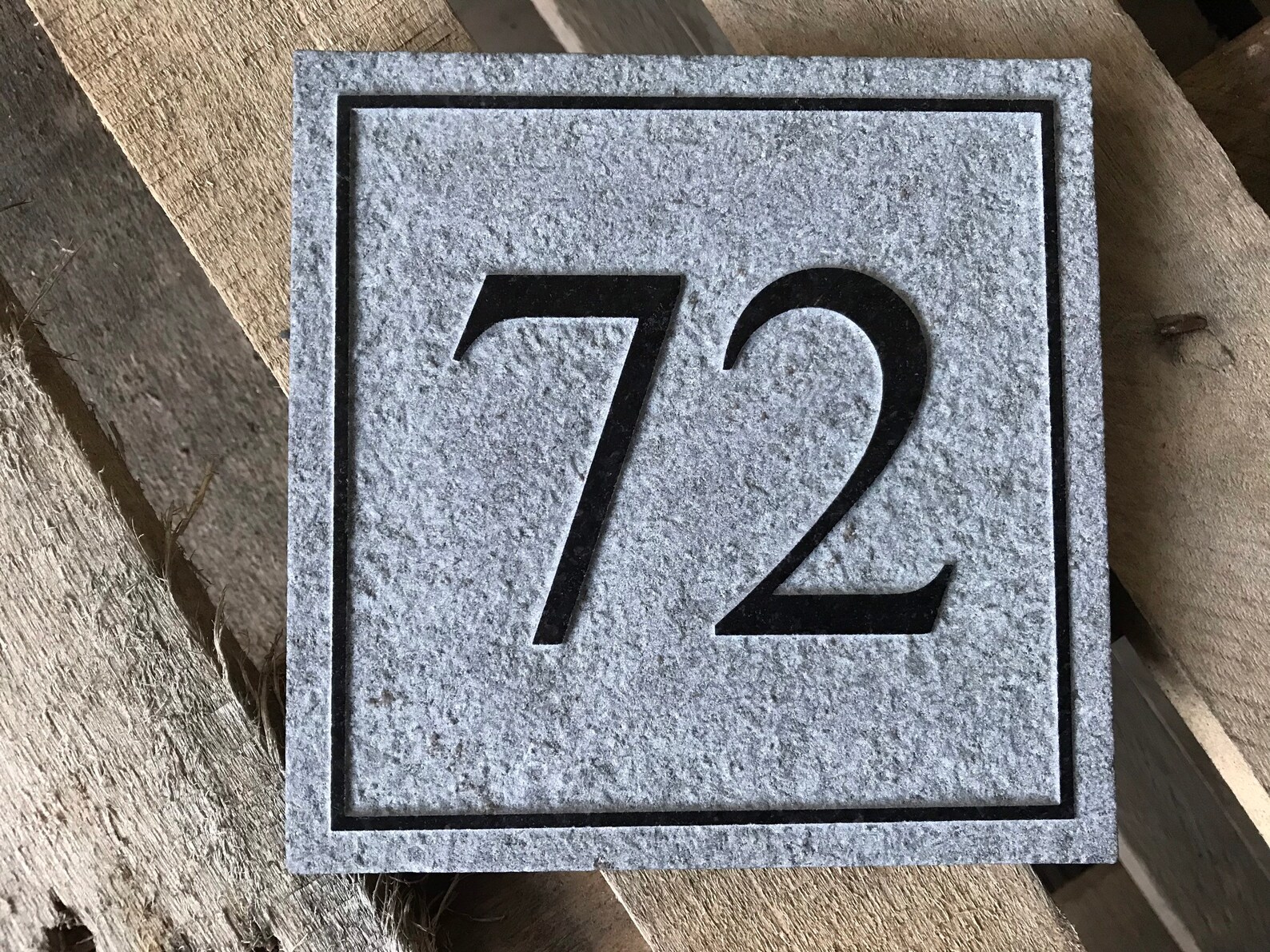 Granite Relief Engraved House Number Sign Supplied With FREE Hidden ...