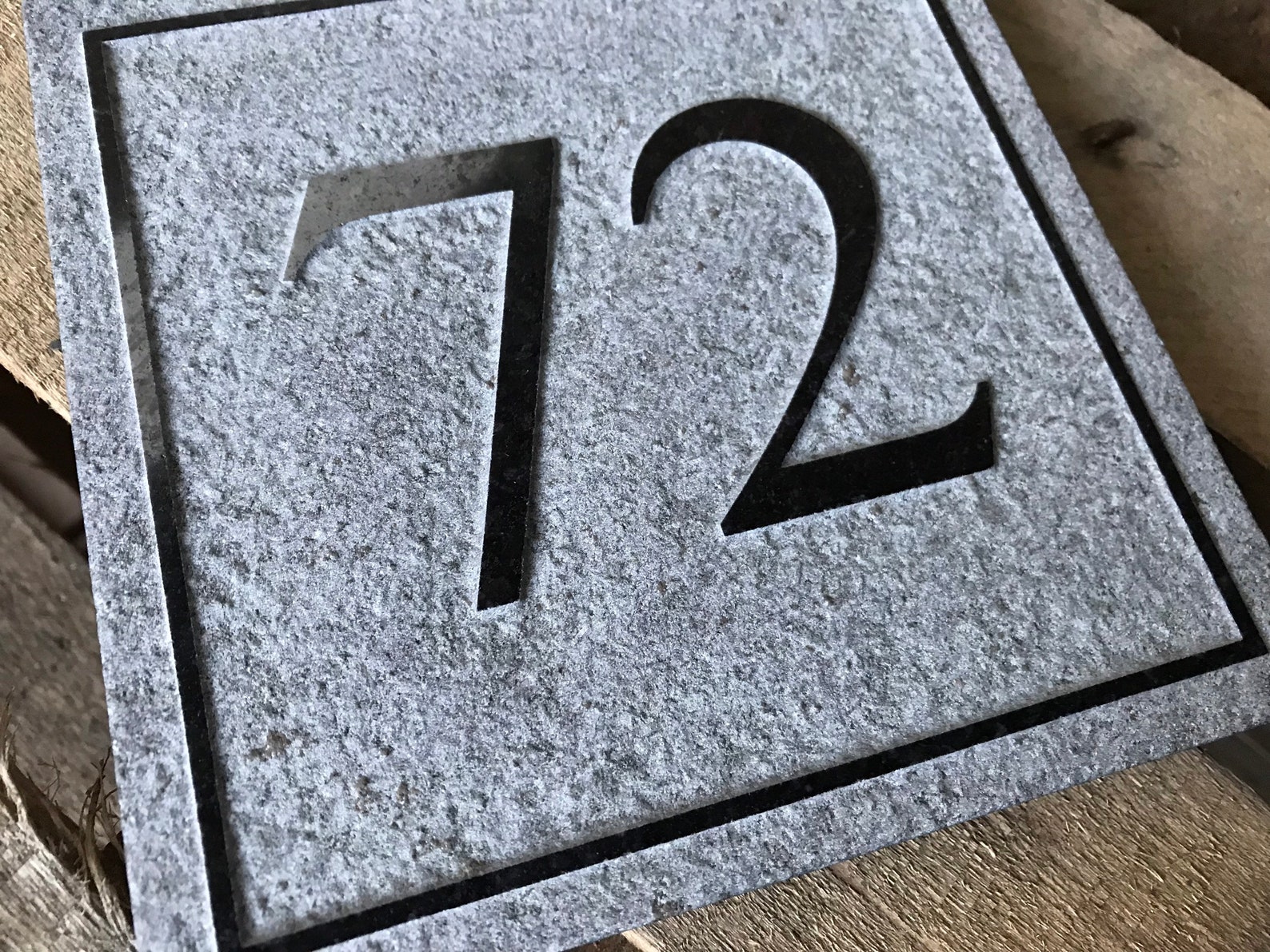 Granite Relief Engraved House Number Sign Supplied With FREE Hidden ...