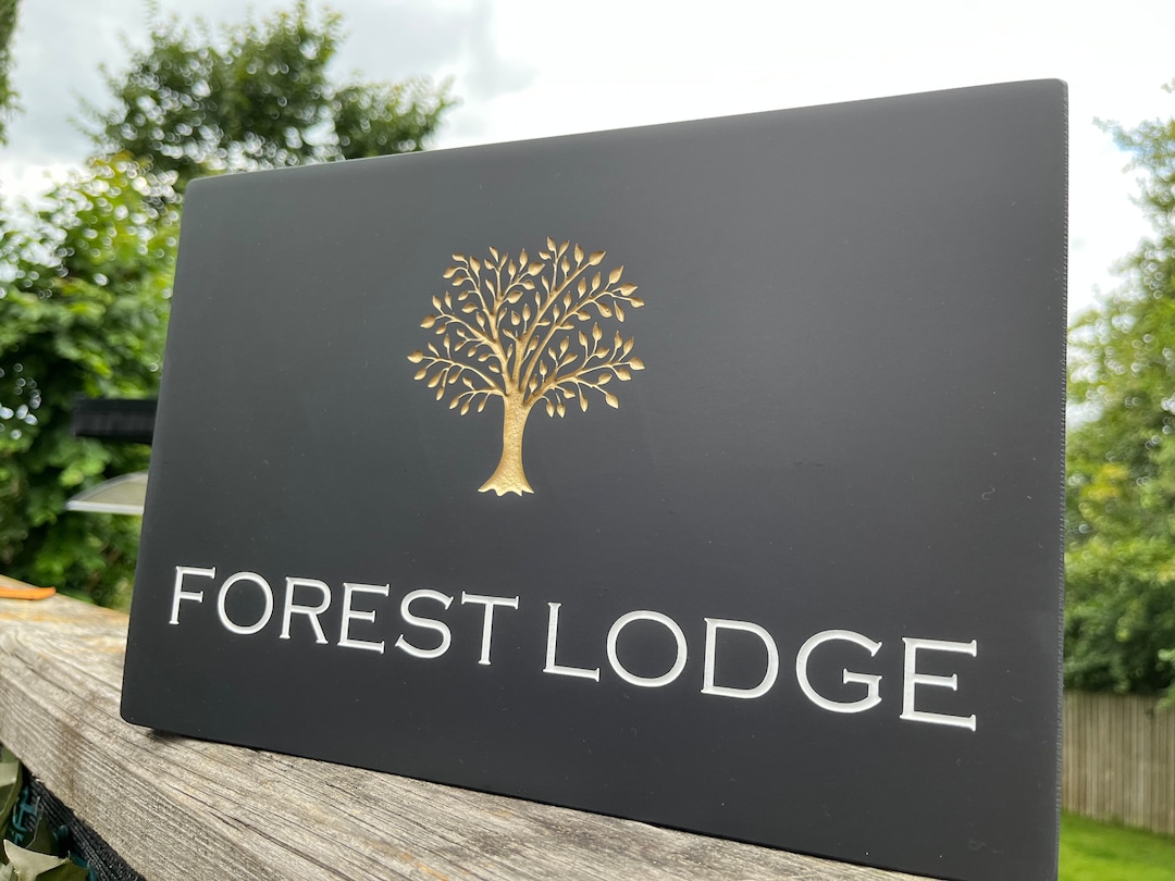 Personalised Deep Engraved Slate House Sign - 20mm Thick - Tree Design ...