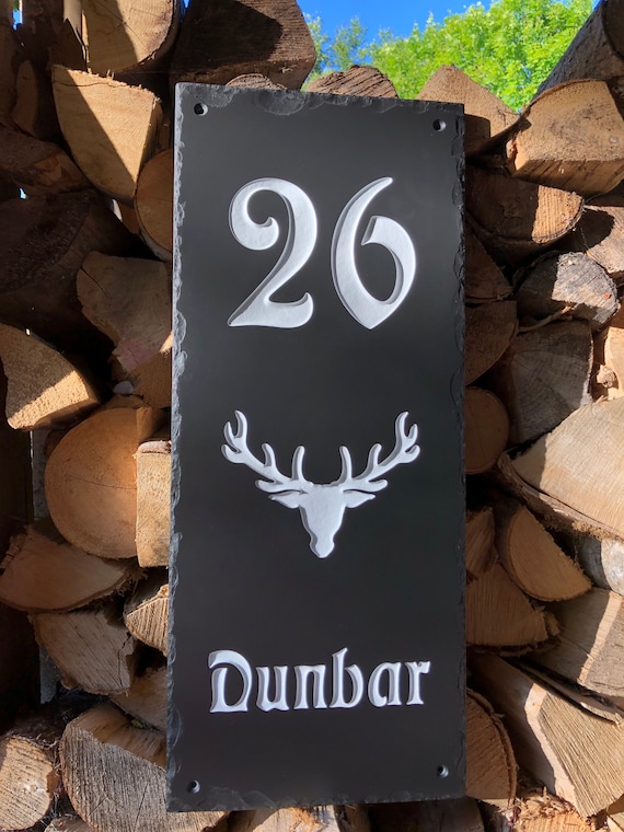Rustic Chipped Edge Slate House Signs 20mm Thick Deep Engraved | Etsy UK