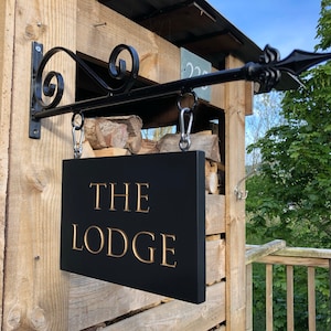 Double Sided Hanging Slate House Sign Various Sizes With Wrought Iron ...