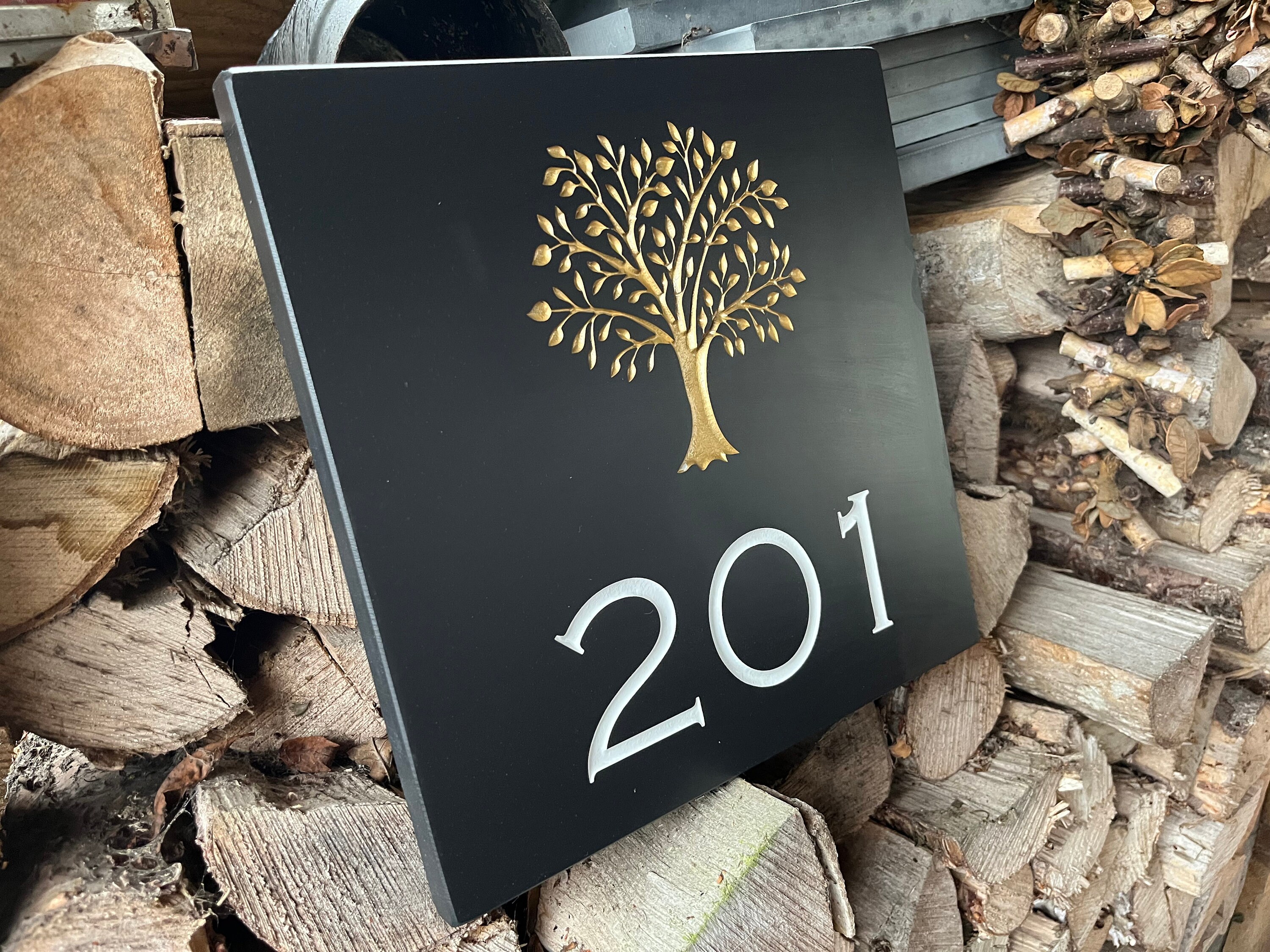 Personalised Deep Engraved Slate House Sign - 20mm Thick - Tree Design ...