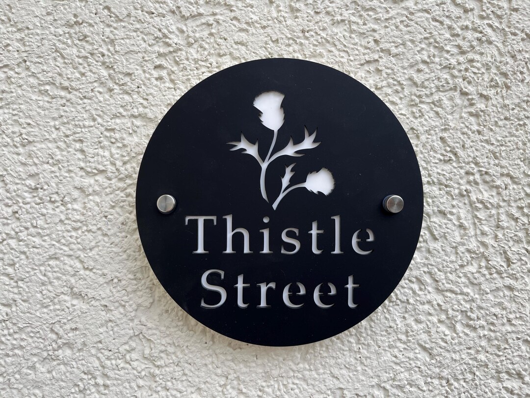 Thistle Design Acrylic House Number Address Sign , Business Signs ...