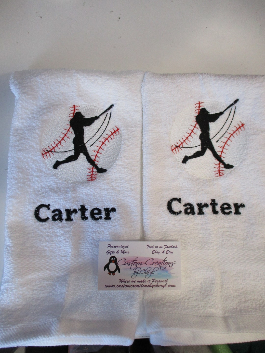 Baseball Batter Personalized Hand Towel Set, Baseball Hand Towels ...
