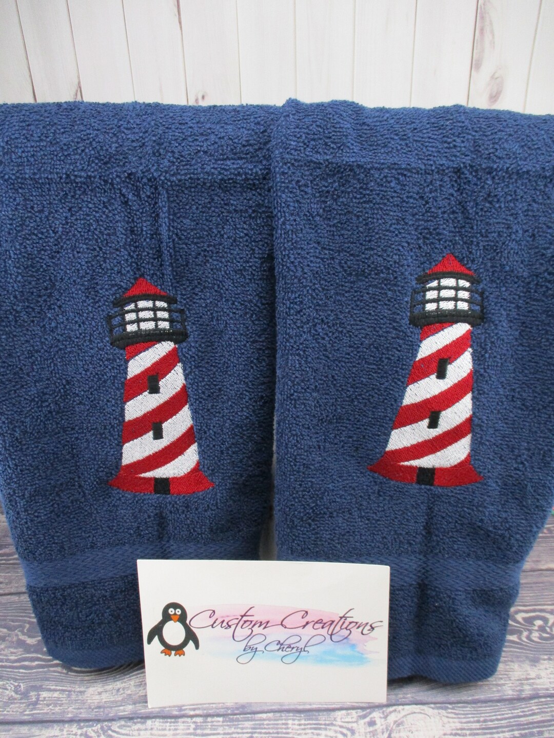 Nautical Lighthouse Slanted Striped Lighthouse Personalized Kitchen ...