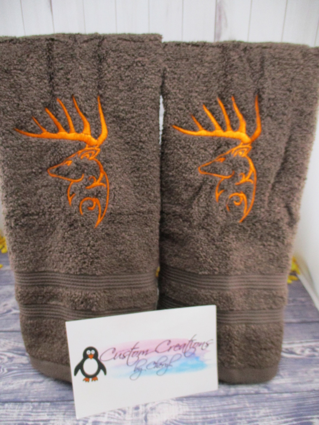 Tribal Buck Deer Head Hand Towels, Hunting Personalized Kitchen Dish ...