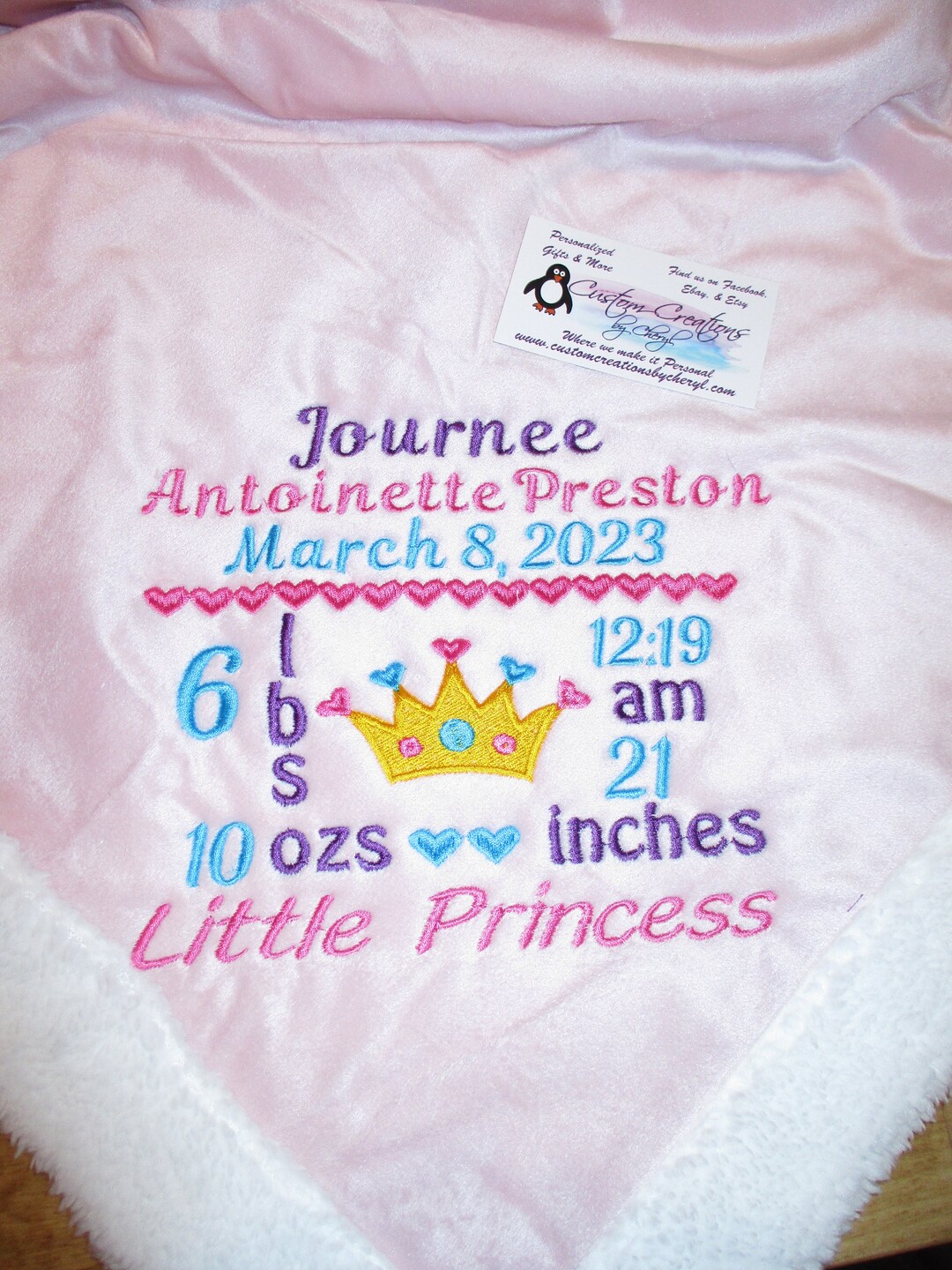 Personalized Princess Birth Announcement Baby Blanket, Personalized ...