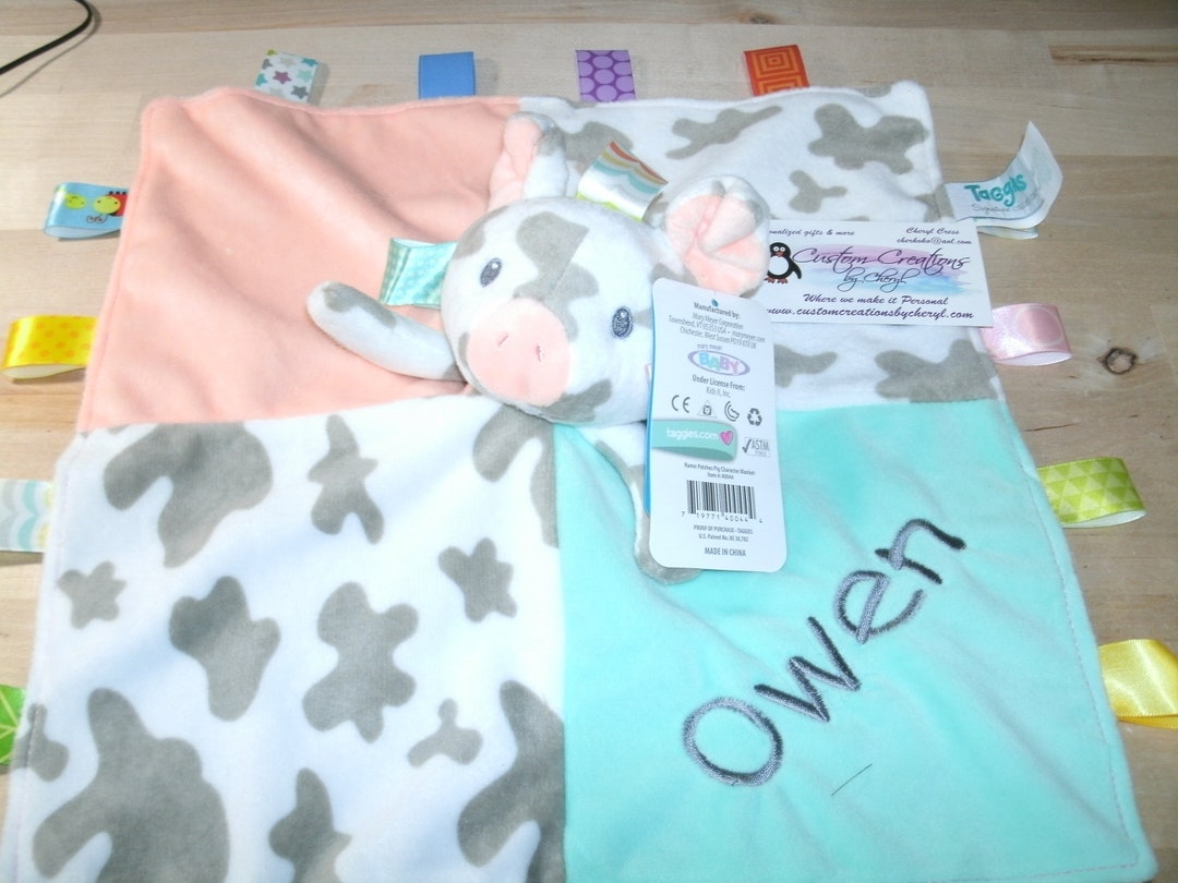 Custom Cow Piggie Taggie, Personalized Animal Security Blanket ...