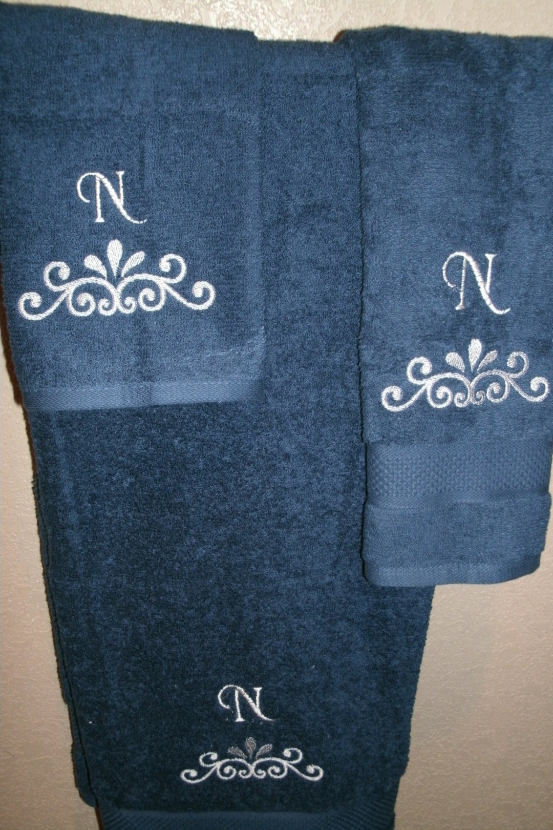 Monogram Florish Frame Initial Personalized 3 Piece Bath - Etsy