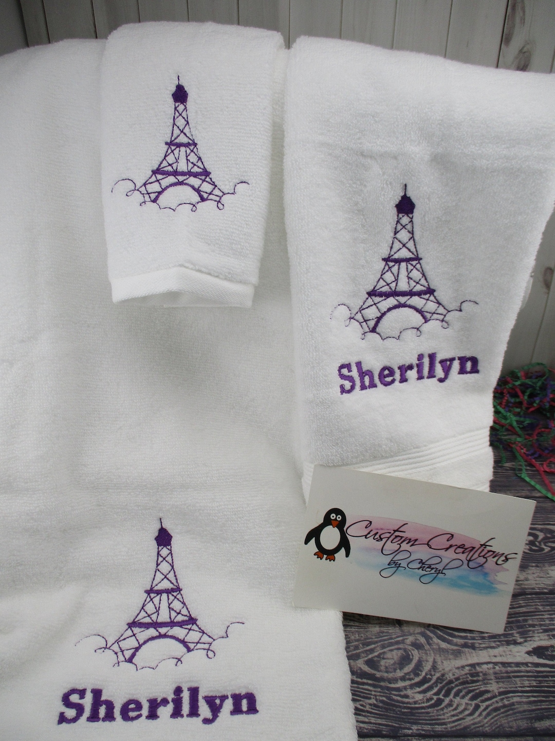 Eiffel Tower Paris Personalized Bath & Hand Towel With Washcloth Set - Etsy