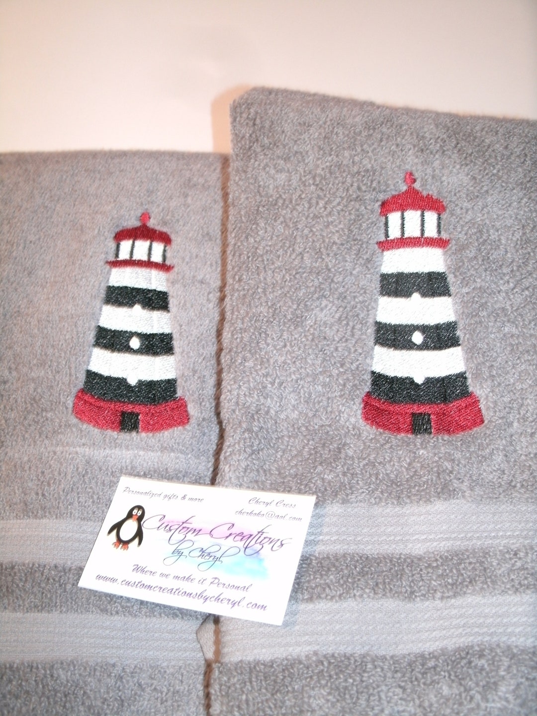 Nautical Lighthouse Striped Lighthouse Personalized Kitchen Dish Hand ...