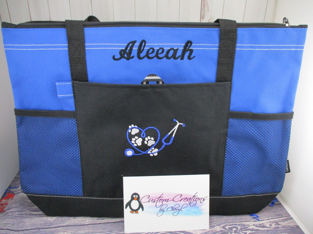 Custom Vet Tote Bag, Custom Paw Print Stethoscope Tote Bag ...