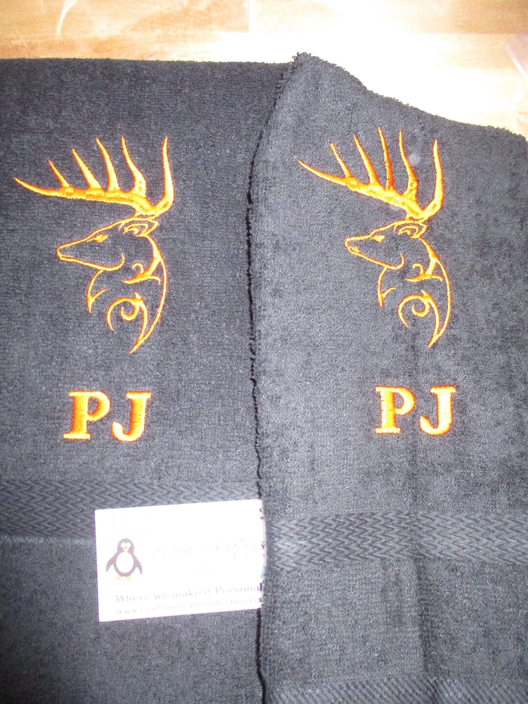 Tribal Buck Deer Head Hand Towels, Hunting Personalized Kitchen Dish ...