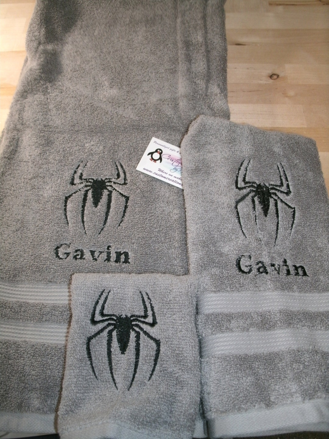 Spider Super Hero Spider Logo Personalized 3 Piece Bath Towel, Hand ...