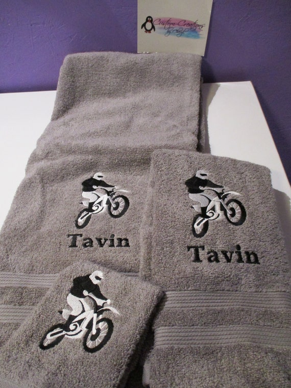 Personalized Motocross Dirt Bike Bath Towel Set Bath Hand - Etsy