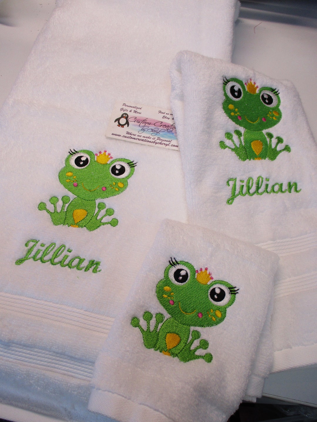 Cute Frog Princess Personalized 3 Piece Towel Set Bath Towel, Hand ...