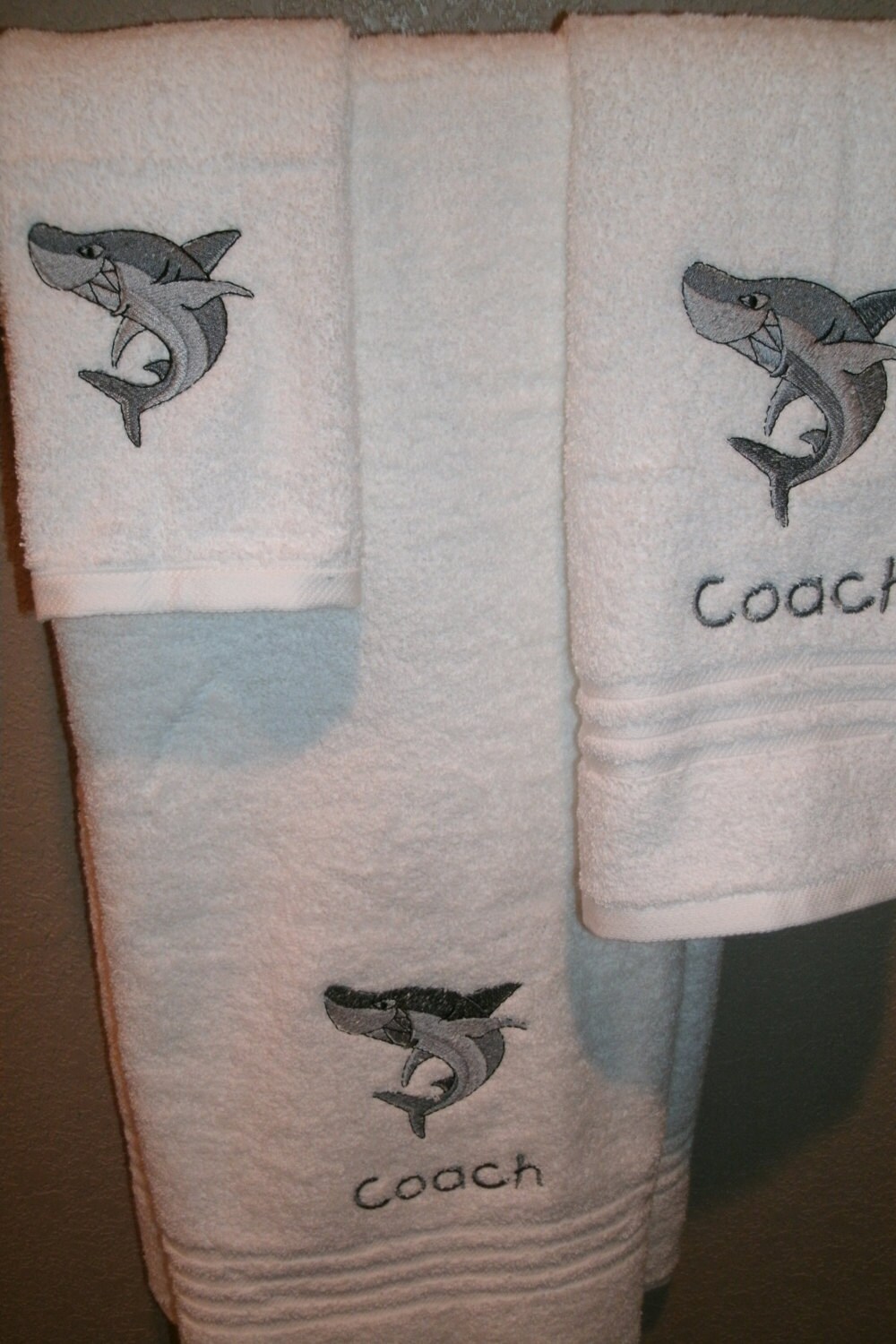 Shark Personalized 3 Piece Bath Towel Hand Towel & Washcloth | Etsy