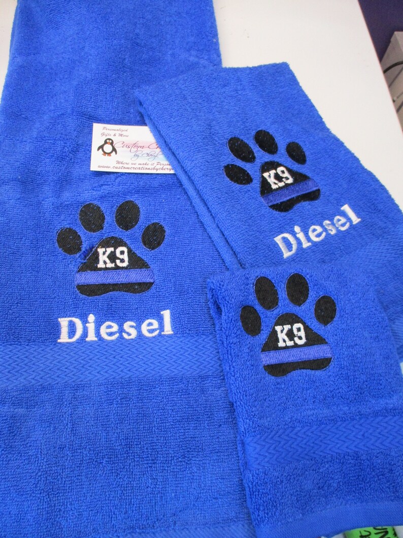 Police Blue Line K9 Paw Thin Blue Line Personalized 3 Piece | Etsy