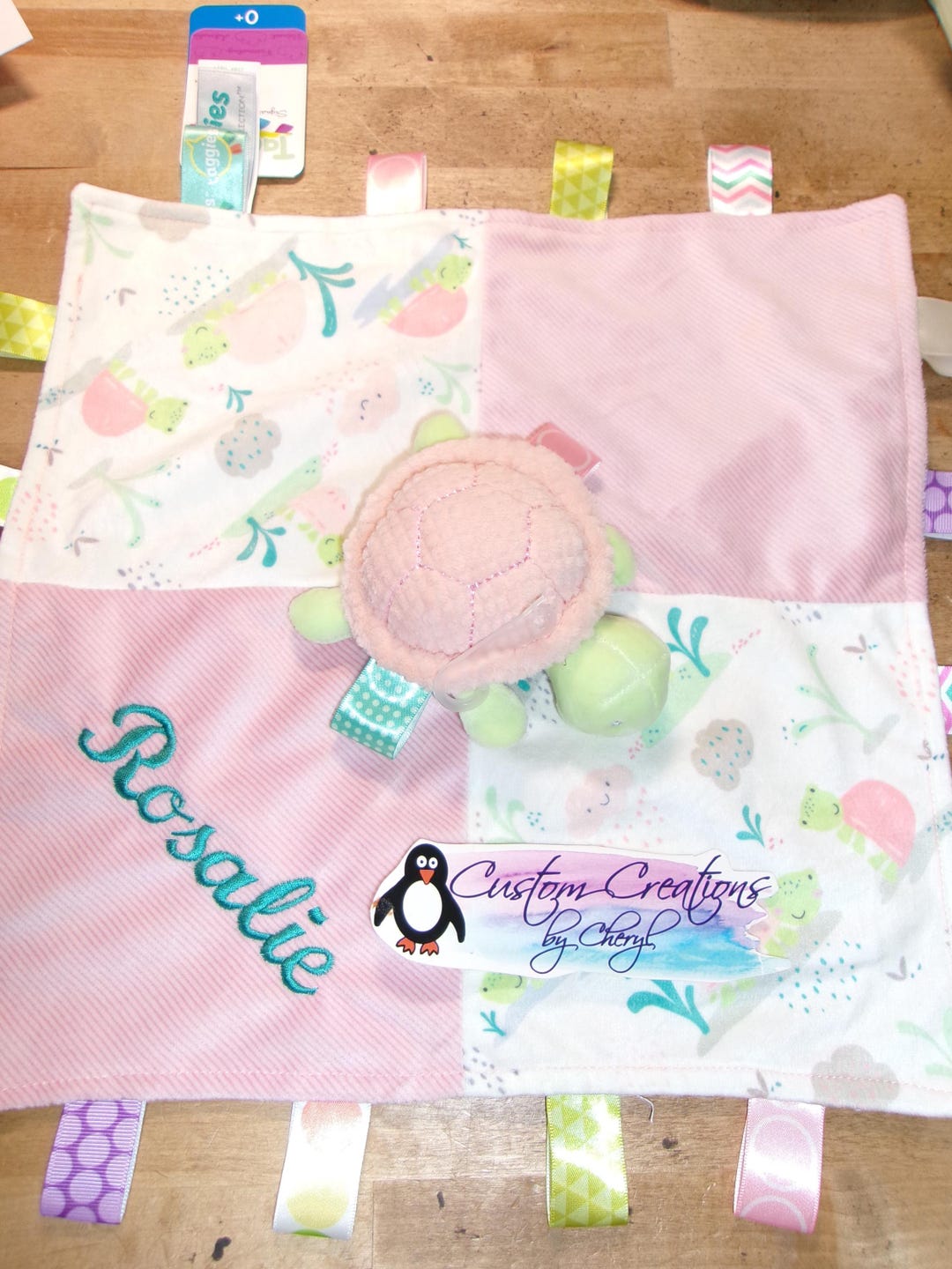 Custom Turtle Taggie Blanket, Personalized Turtle Security Blanket ...
