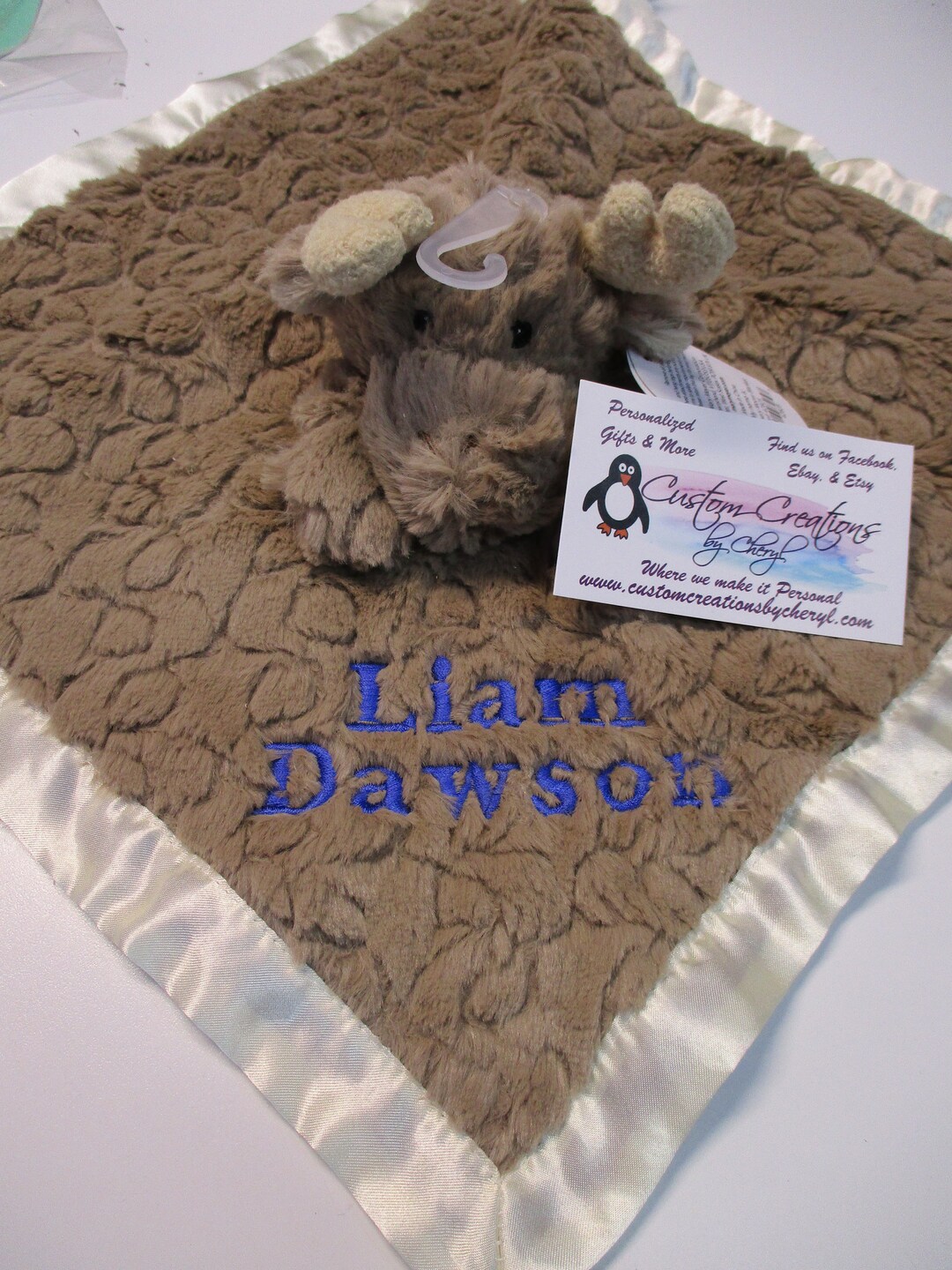 Putty Moose Personalized Nursery Security Baby Animal Security Blanket ...