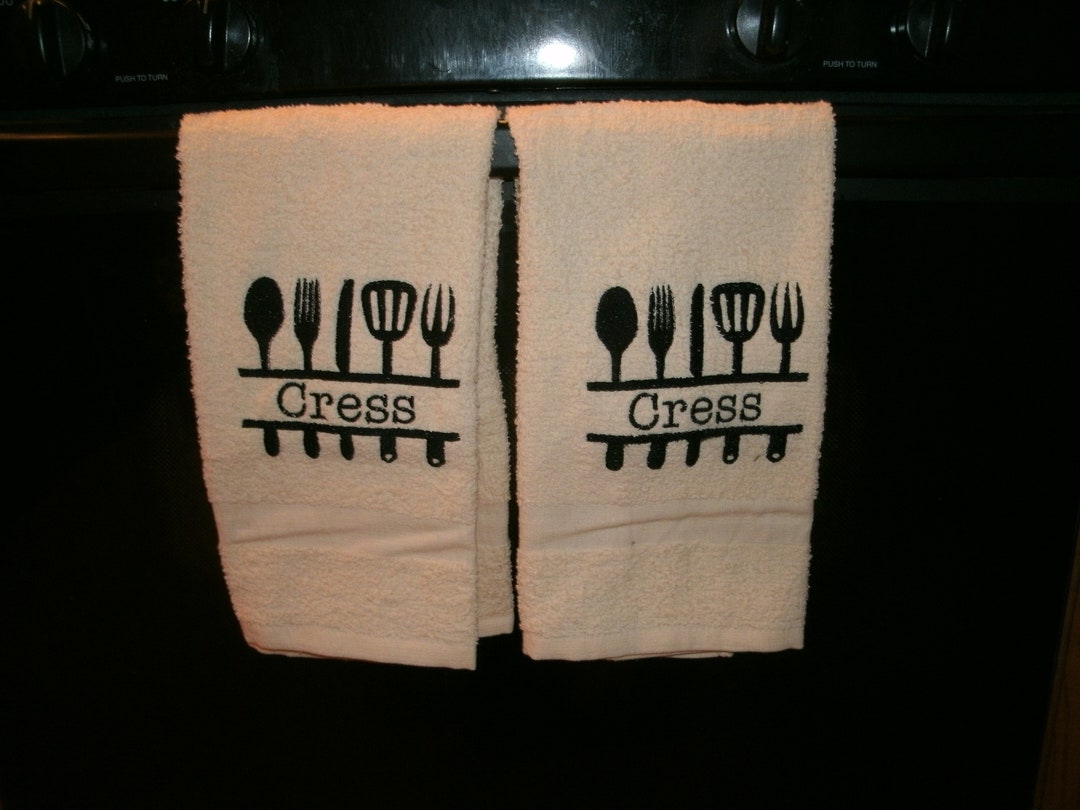 Monogram Kitchen Utensils Personalized Kitchen Dish Hand Towels 2 Piece ...