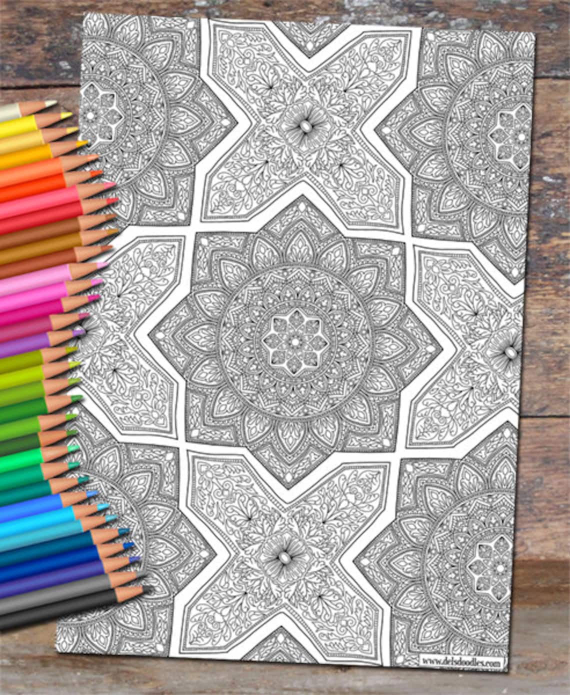 Islamic Tile Detailed Colouring Page - Etsy