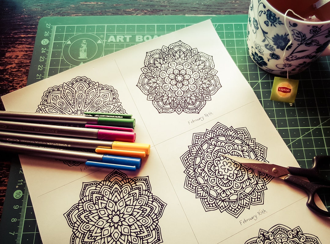 February Mandala-a-day Colouring Pack - Etsy