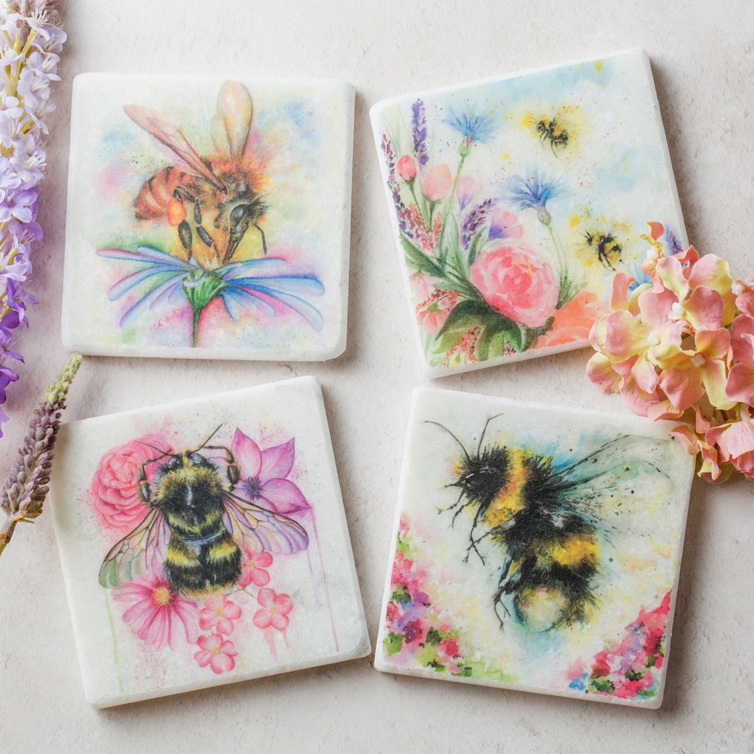 Italian Marble Fluffy Bee Drinks Coasters - Etsy