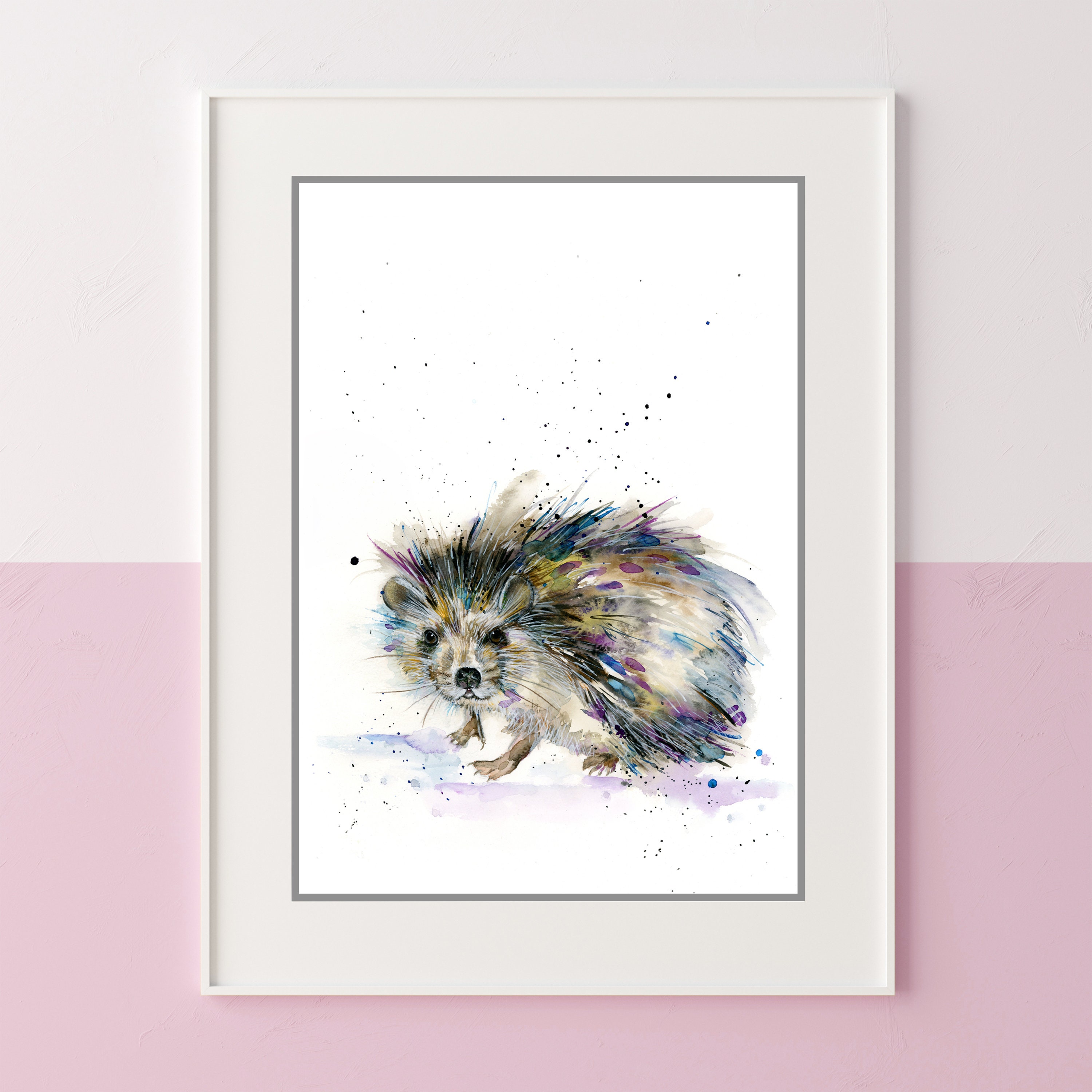 Hedgehog Picture Watercolour Artwork Print Hedgehog Painting | Etsy