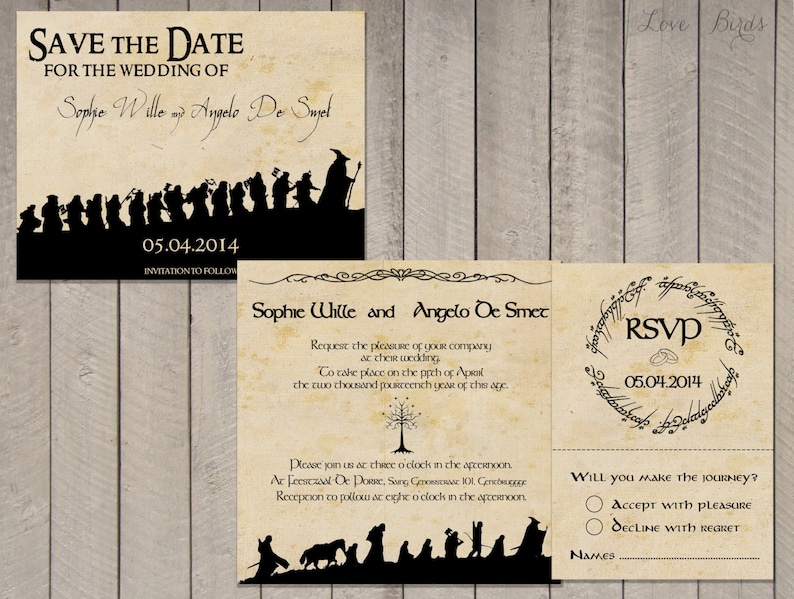 Wedding invitation Set Lord of the Rings Save the Date | Etsy Wedding invitation Set Lord of the Rings Save the Date | Etsy