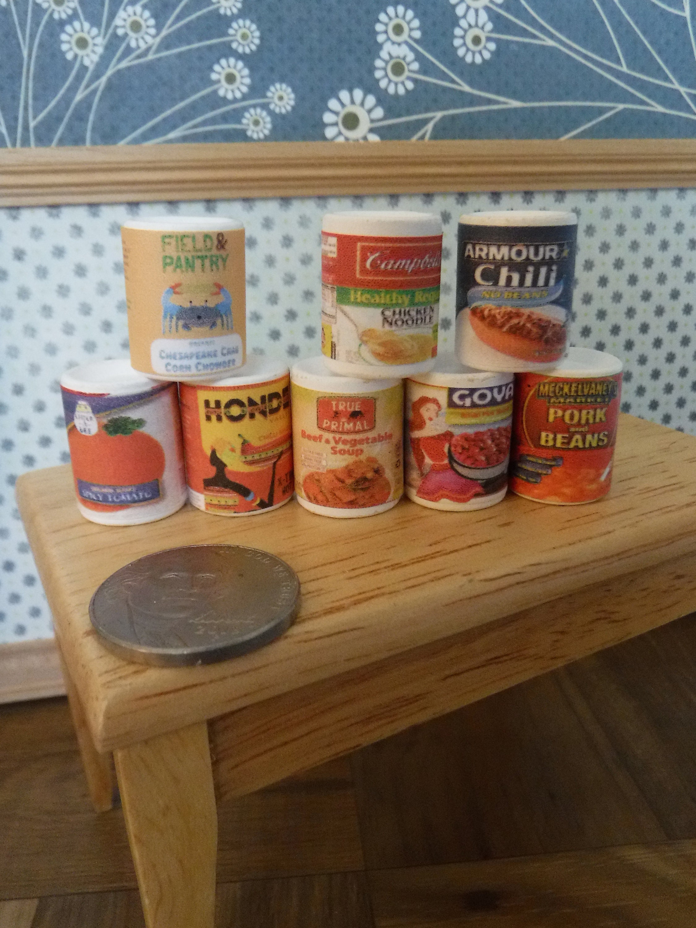 All Hand Made 1:12 Scale 16 Pieces Canned Goods Modern Current ...