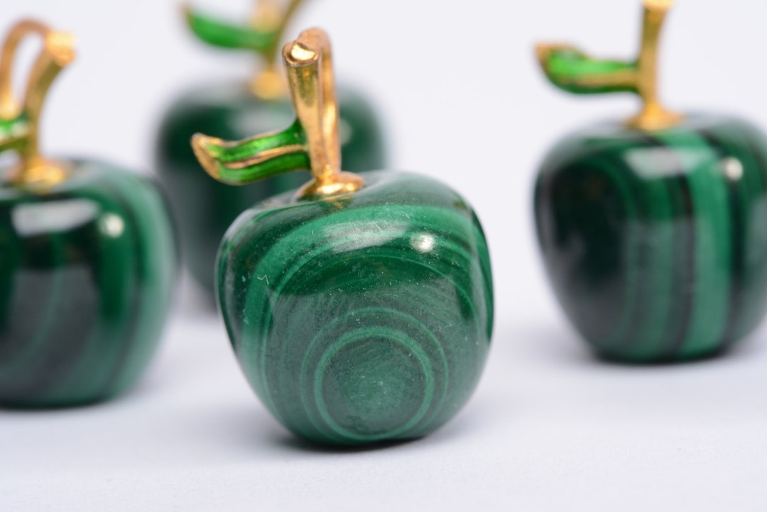 Beautiful MALACHITE APPLE PENDANT Dainty Gold Plated Rare - Etsy