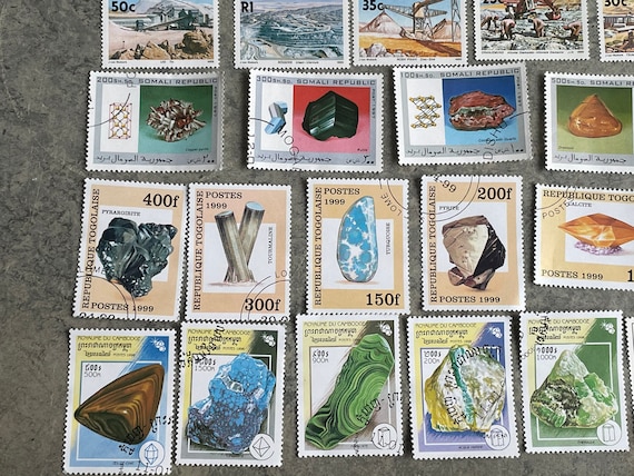 Art & Collectibles Collectibles 55 MINERAL STAMPS Collection from World ...