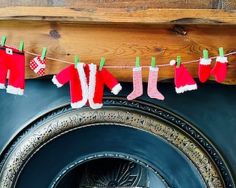 Crochet Pattern for Christmas Garland Santa's Washing Line, Santa's ...